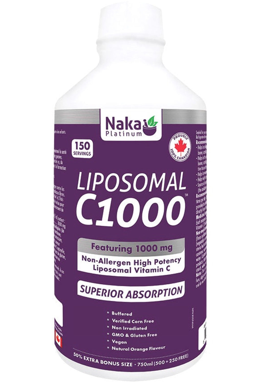 NAKA PLATINUM Liposomal C1000 (750ml) – Nutrition House Canada