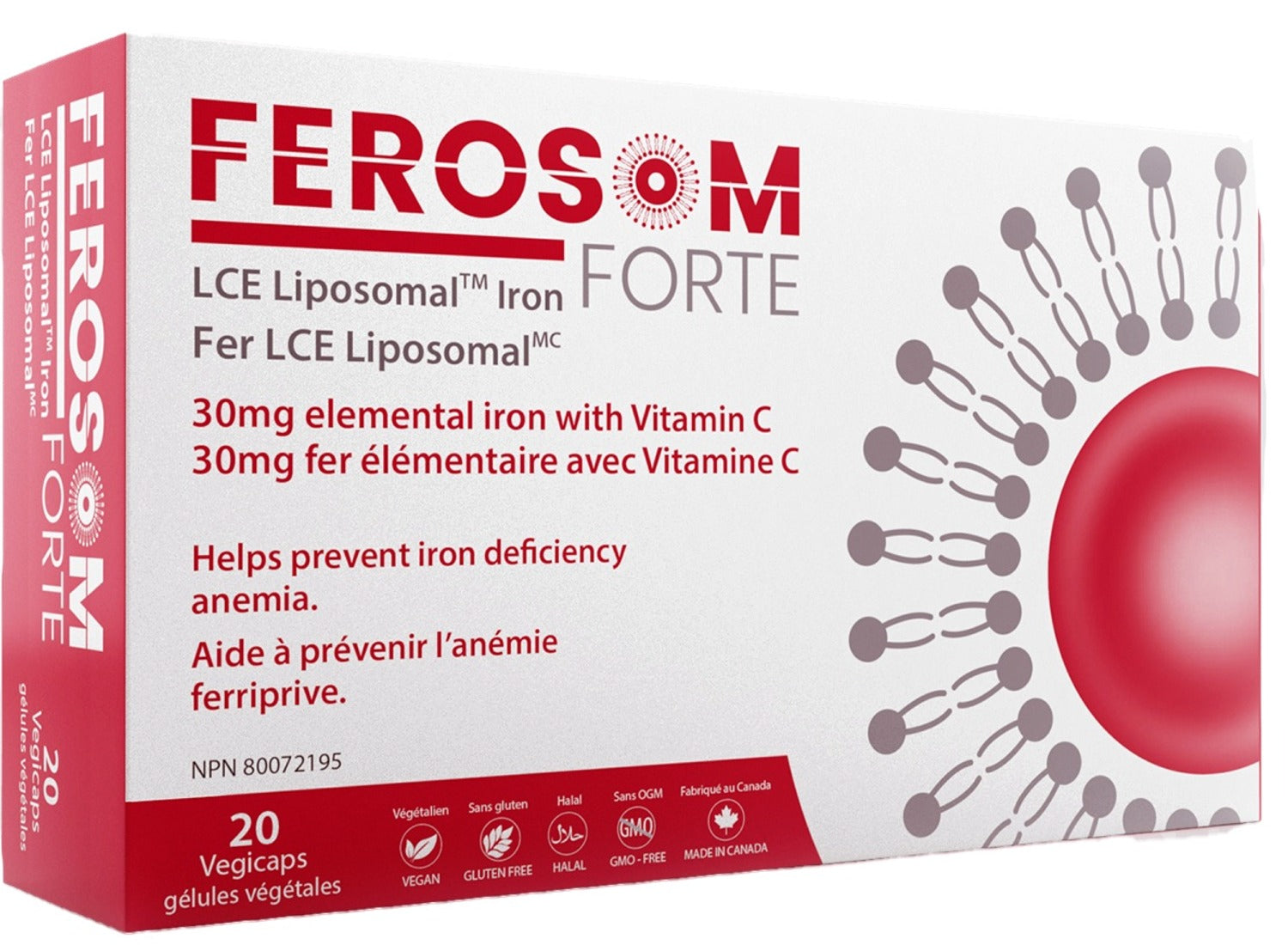 FEROSOM FORTE LCE Liposomal Iron (20 vcap) – Nutrition House Canada